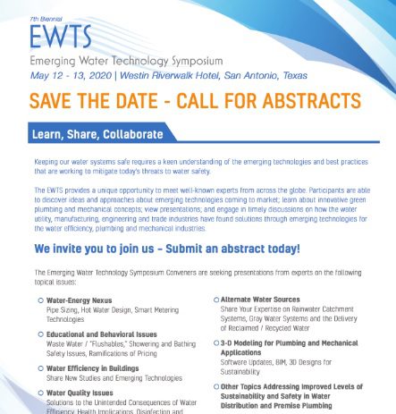Call For Abstracts Issued For 7Th Annual Emerging Water Technology ...