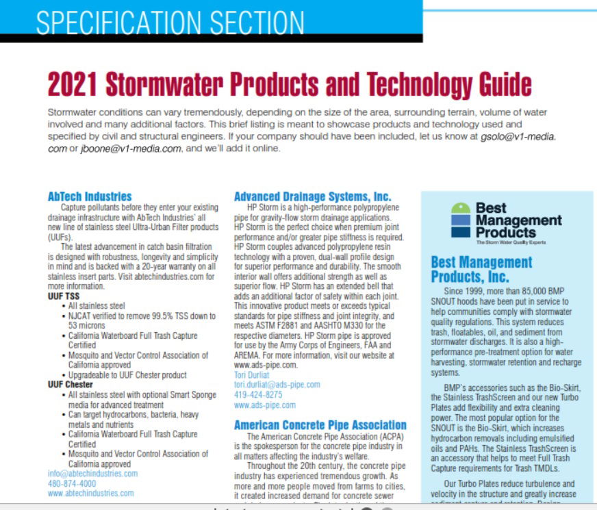Specification Section 2021 Stormwater Products And Technology Guide ...
